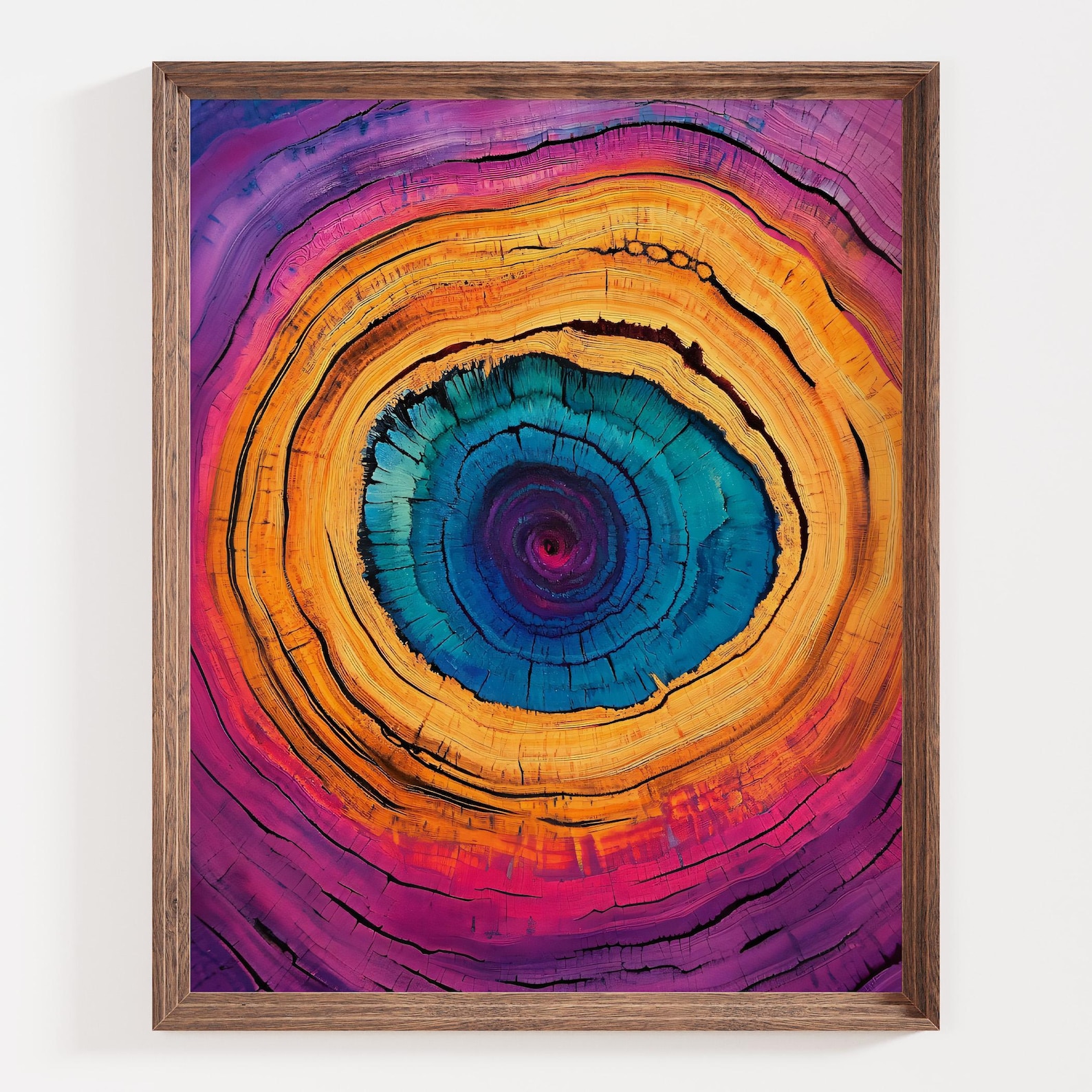 Vibrant Abstract Tree Rings Print, Colorful Wood Art, Psychedelic Forest Artwork, Wood Slice ...