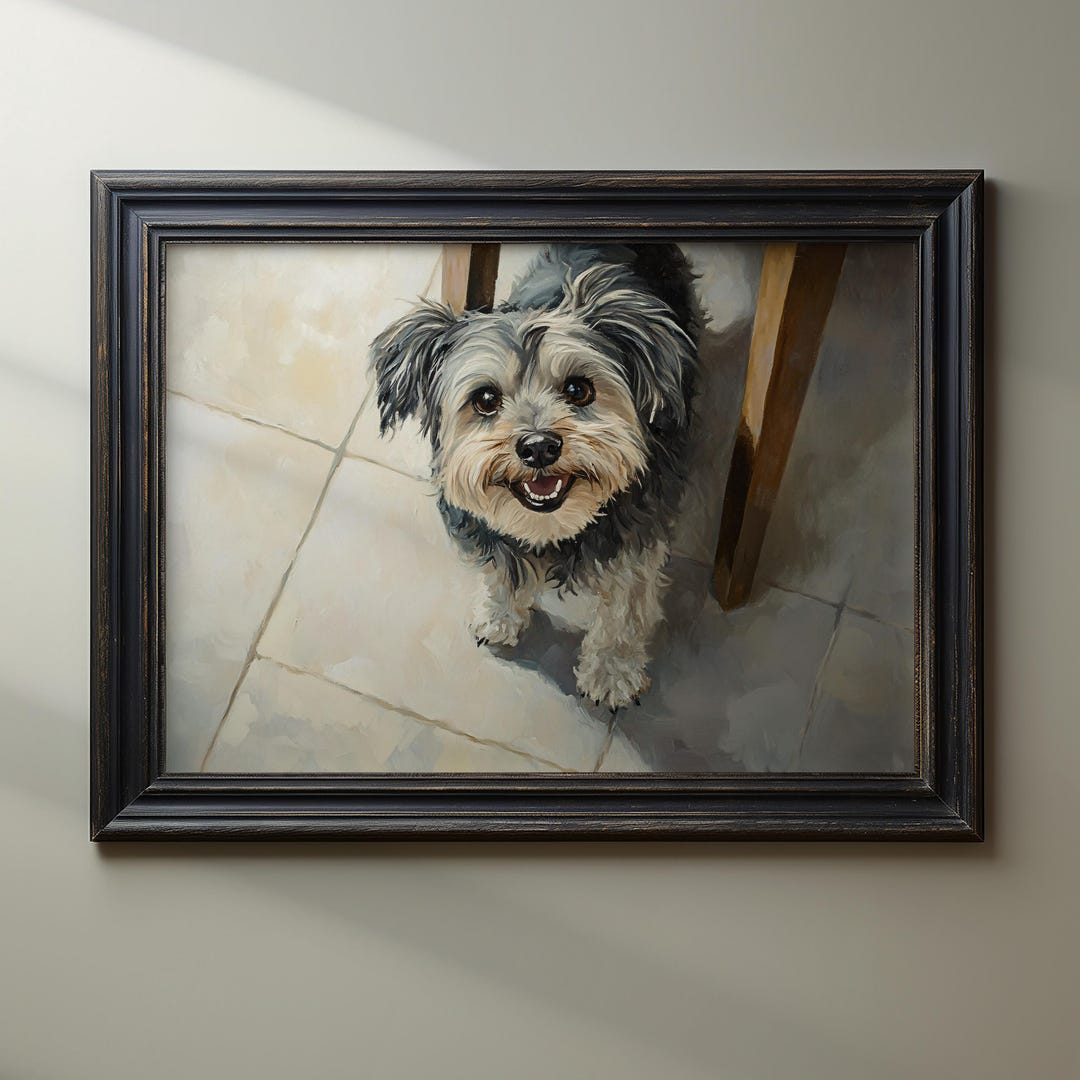 Happy Yorkie Wall Art, Smiling Dog Painting, Cute Puppy Print ...