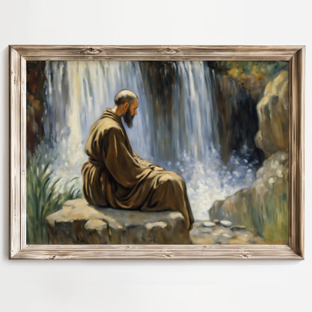 Stillness by the Falls | Waterfall Meditation Art Tranquil Waterfall ...