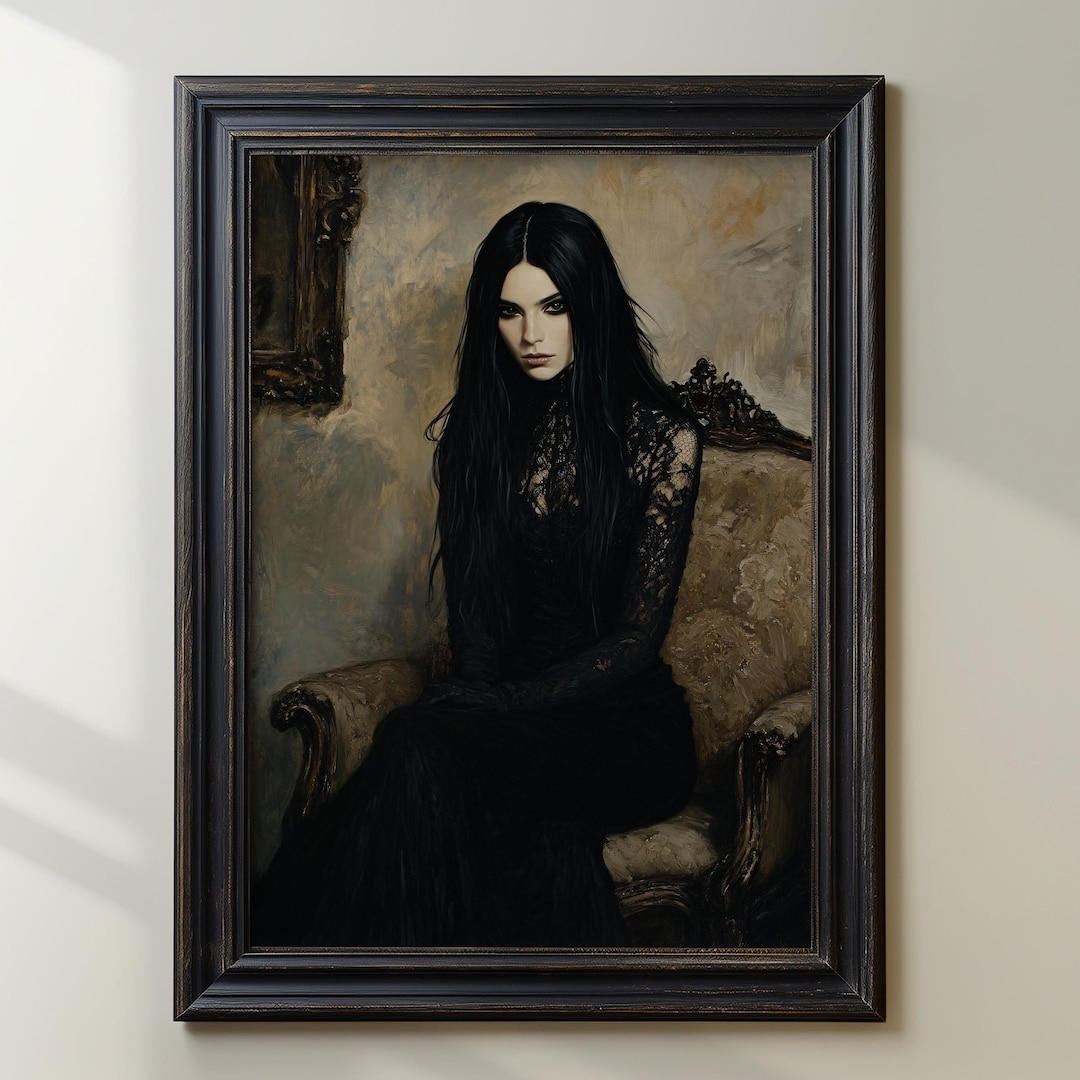Gothic Woman Portrait, Dark Aesthetic Art Print, Victorian Goth Decor ...