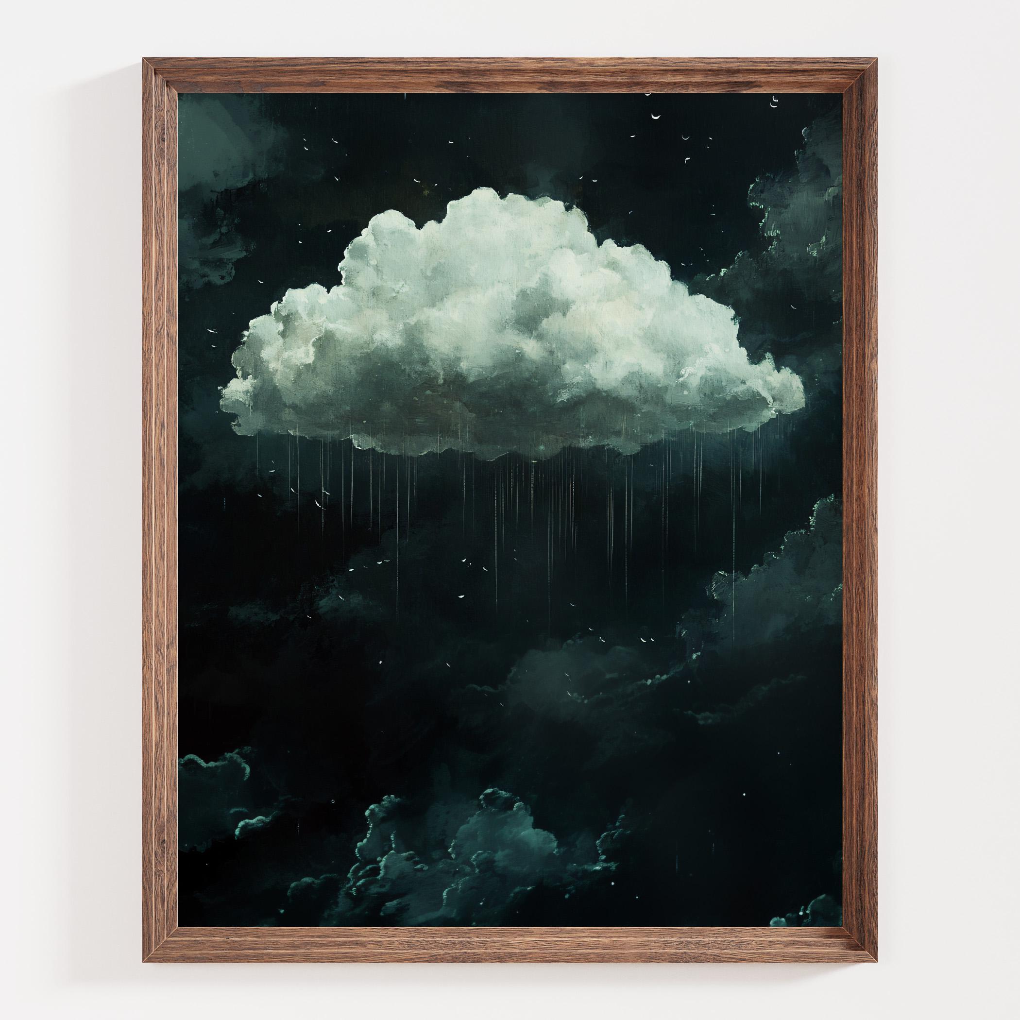 Cloud Art Print, Abstract Sky Painting, Stormy Cloud Wall Art, Moody ...