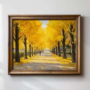 Golden Autumn Path Wall Art, Fall Landscape Print, Yellow Foliage ...
