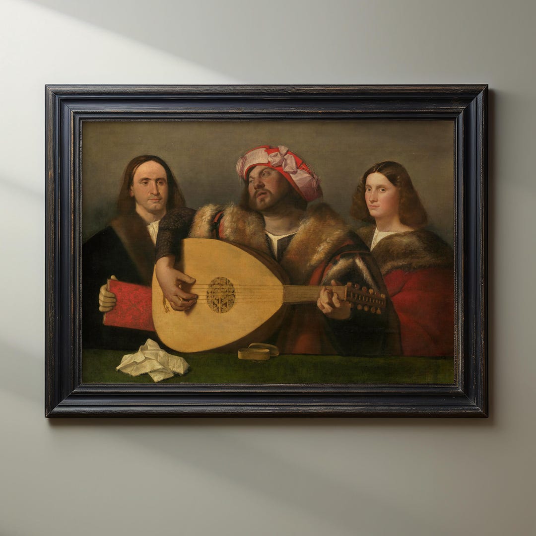 Renaissance Musician Art Print, Classical Lute Player Painting, Vintage ...
