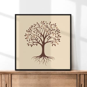 Minimalist Tree of Life Wall Art Tree Art Plant Lover Gift Brown and ...