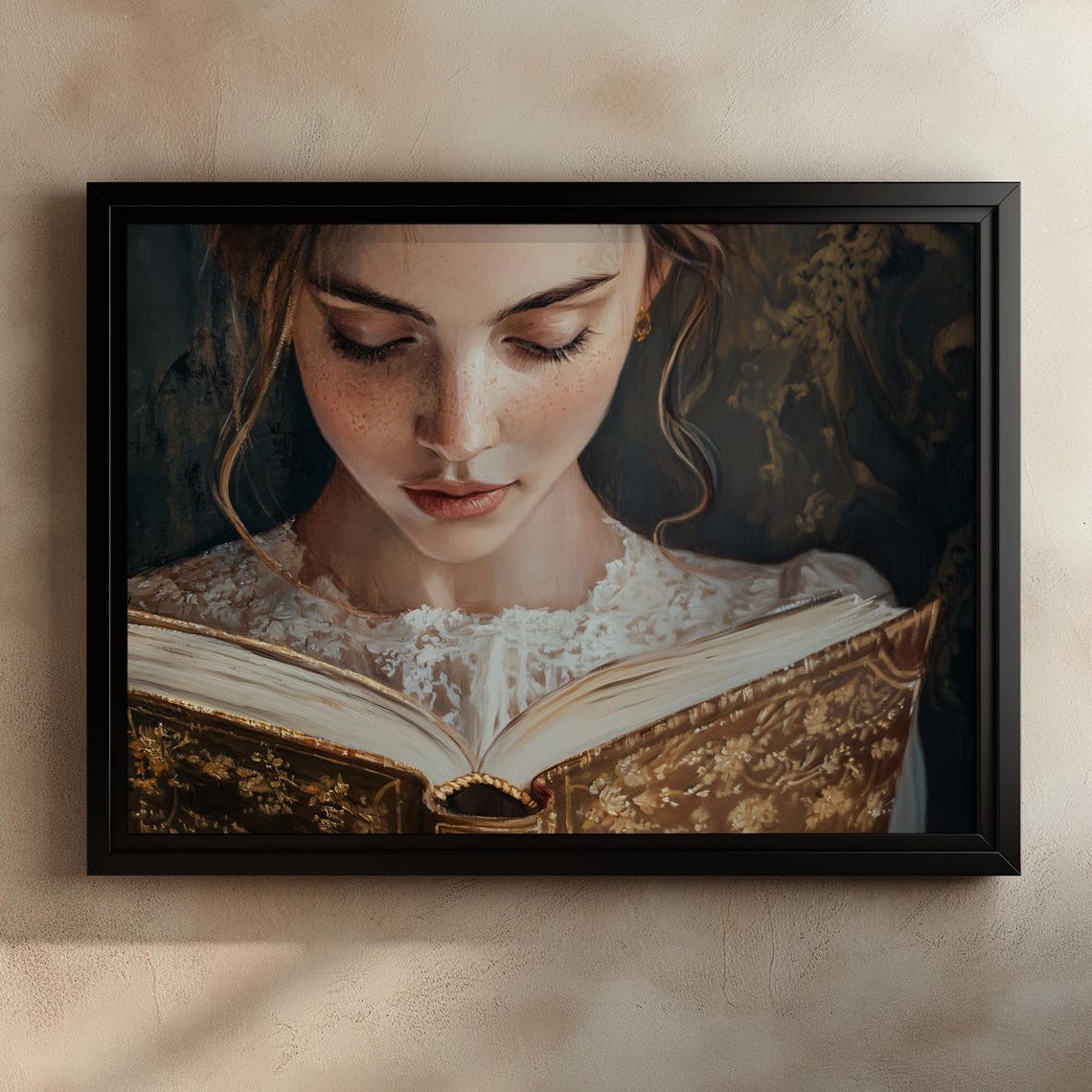 Vintage Book Art, Girl Reading a Book, Classic Literature Painting ...