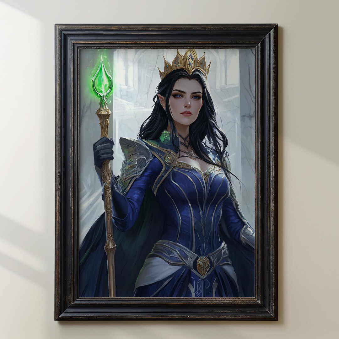 Majestic Elf Queen Art Print, Regal Elf Painting, Fantasy Royal ...