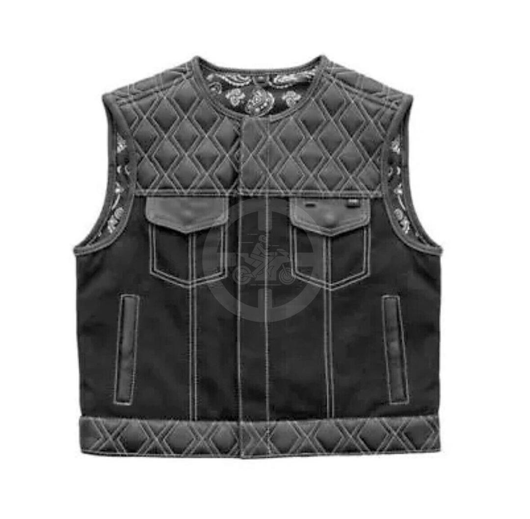 Black Genuine Leather Motorcycle Club Vest 100% Customizable Biker Club ...