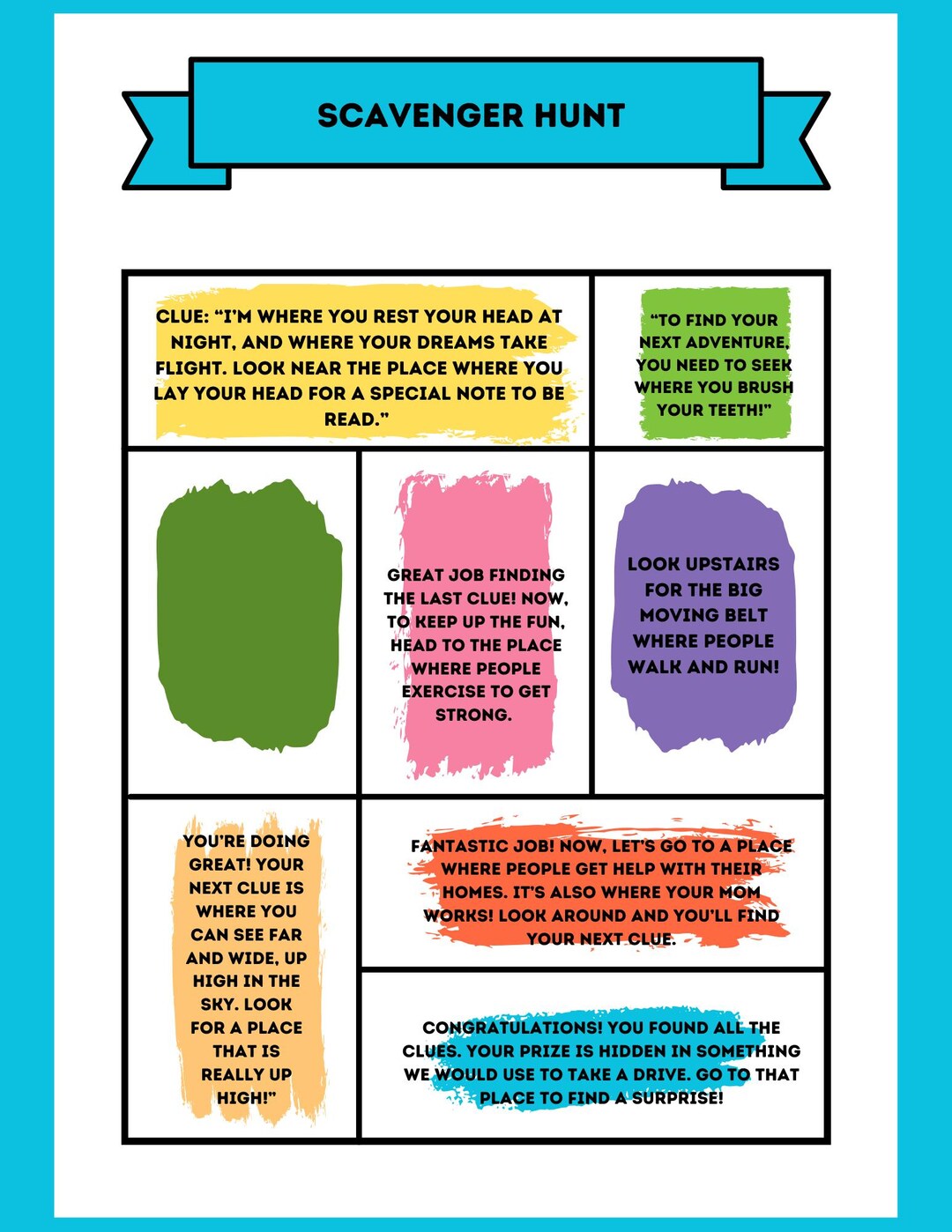 Printable Apartment Scavenger Hunt Clues - Etsy