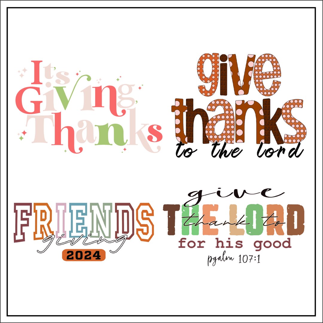 Thanksgiving SVG Bundle Give Thanks Friendsgiving 2024 Designs PNG ...