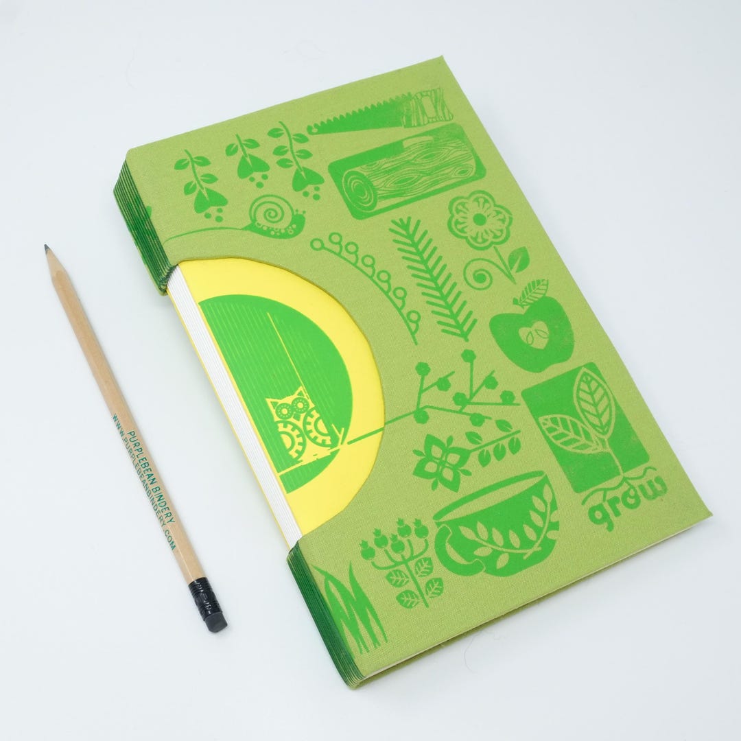 Blank Hand Bound Book / Journal / Garden Notebook / Fabric Cover / Lay ...
