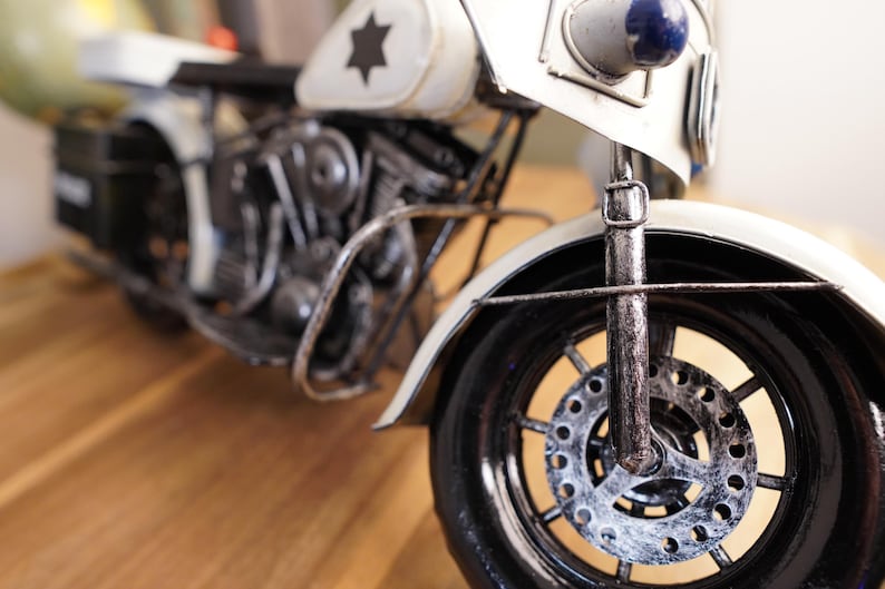 Handmade Metal Police Motorcycle Model: Collectible Home Decor (15-inch ...