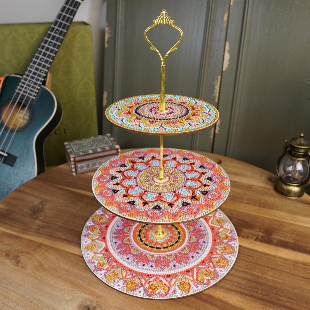 3-tier Cupcake Stand Mandala Diamond Art DIY Kit or Finished Set ...