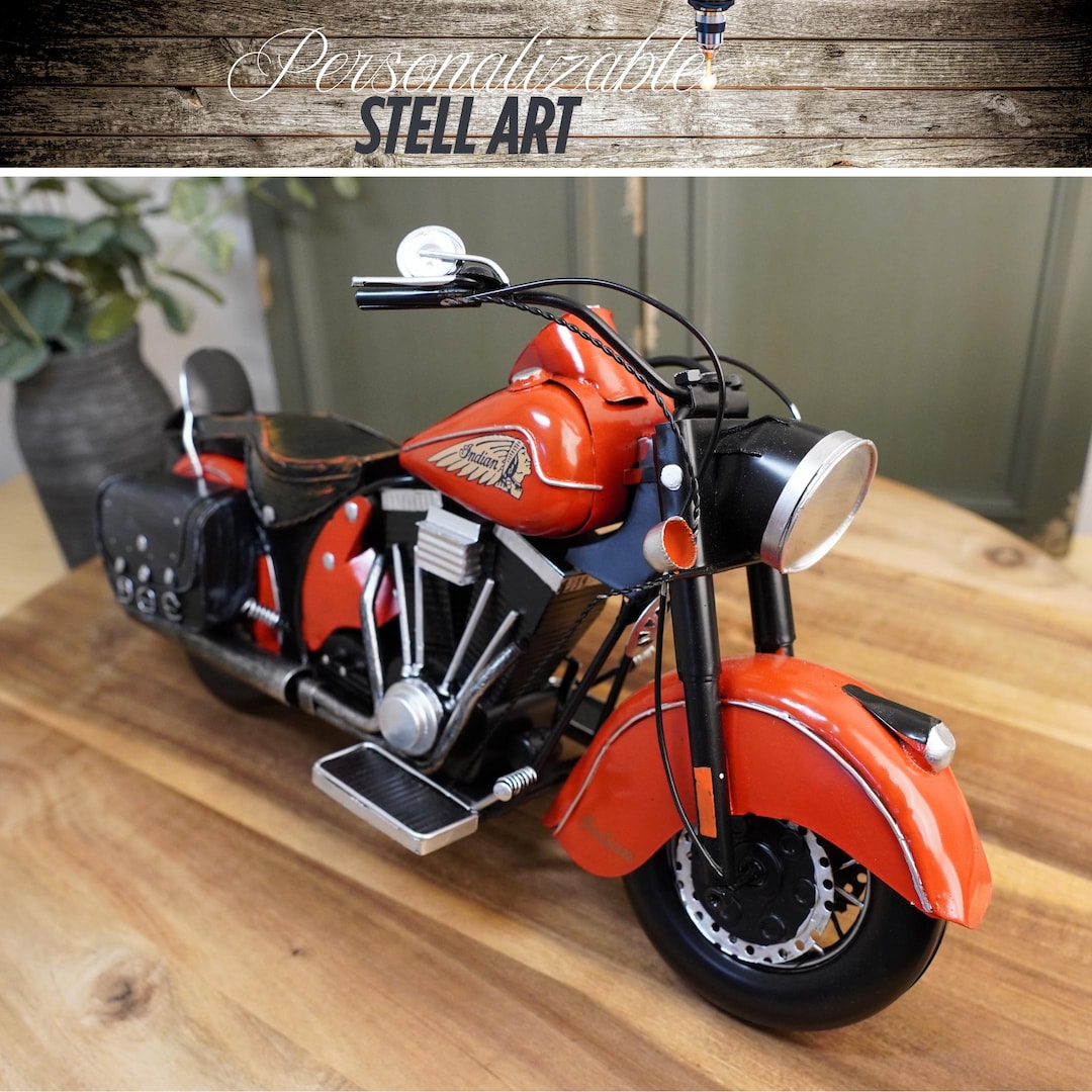 Retro Harley Motorcycle Model (personalizable) – Large 1:12 All-metal ...