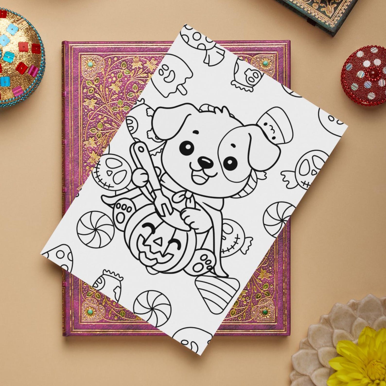 Cute Halloween Coloring Pages 10 Pages - Etsy