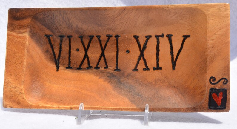 Unique CUSTOM ROMAN NUMERAL Hand Painted and Burned Acacia Wood Tray ...