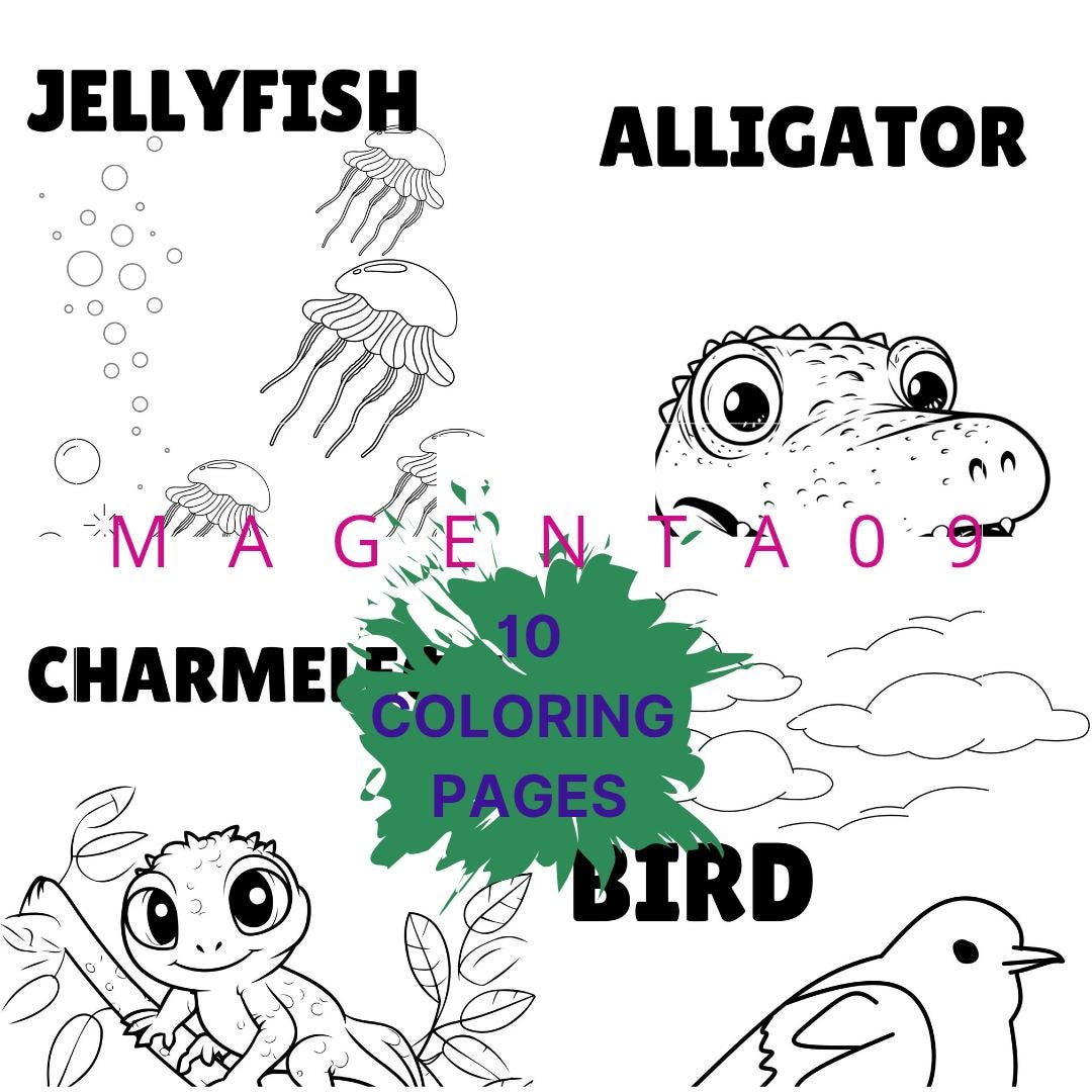 Animal Coloring Pages | A-J Alphabets - Etsy