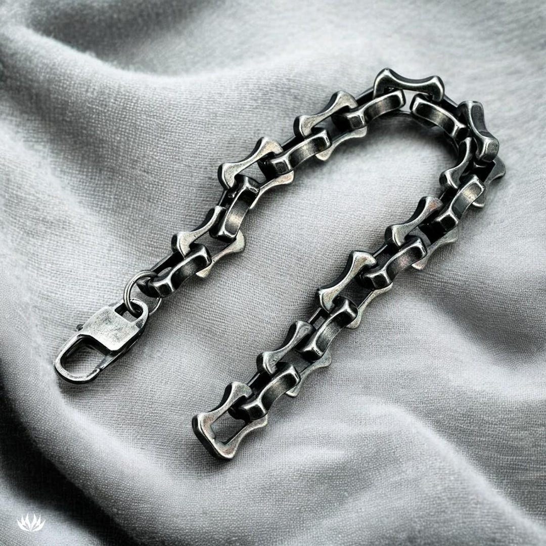 Vintage Locomotive Oxidized Black Chain Link Bracelet for Men – Punk ...