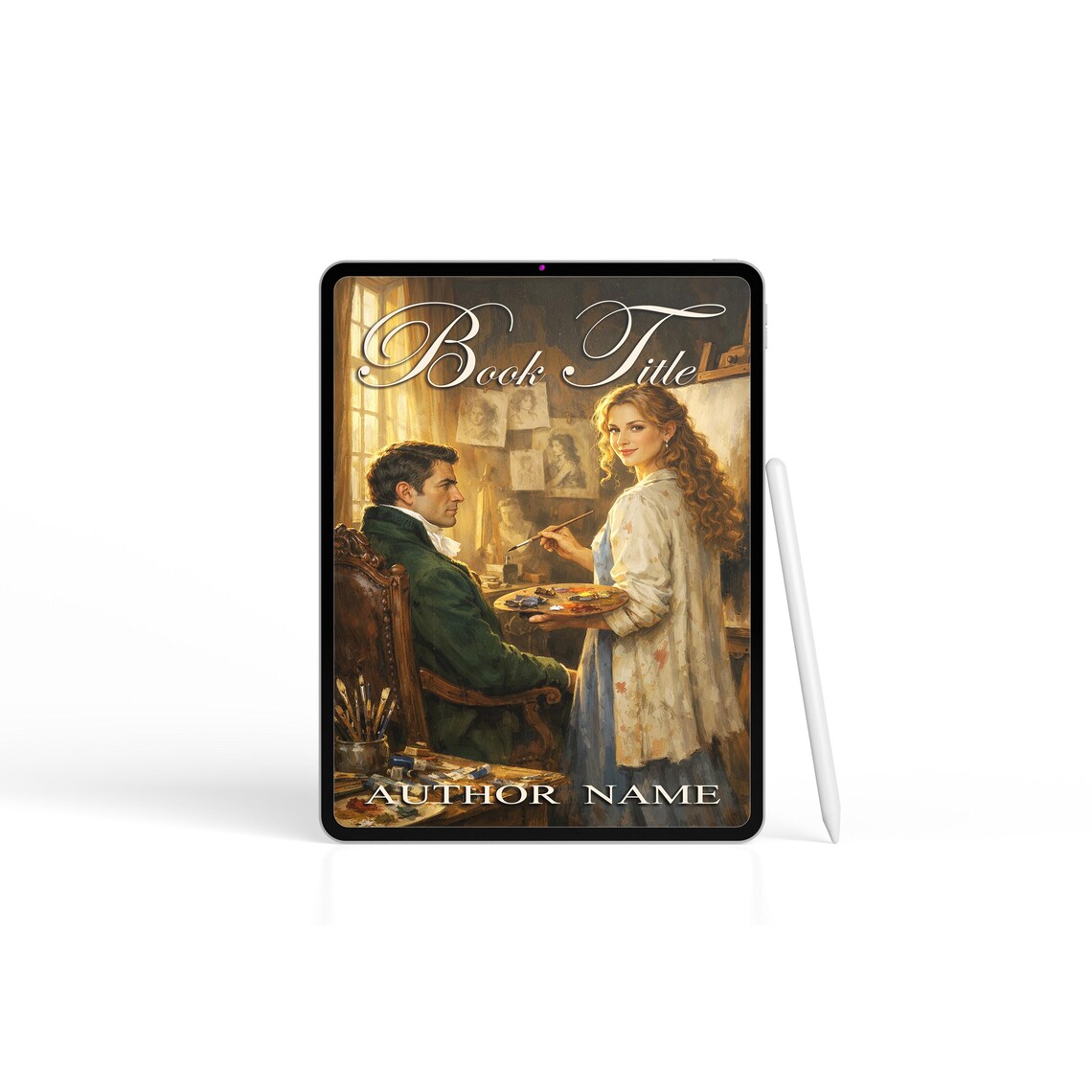 Sunlit Artist Studio Regency Romance Premade Book Cover - Auburn-haired ...