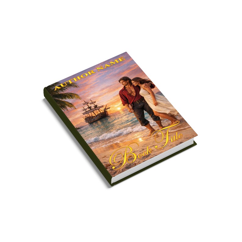 Pirate Romance Book Cover - Tropical Beach Sunset Couple - Premade ...