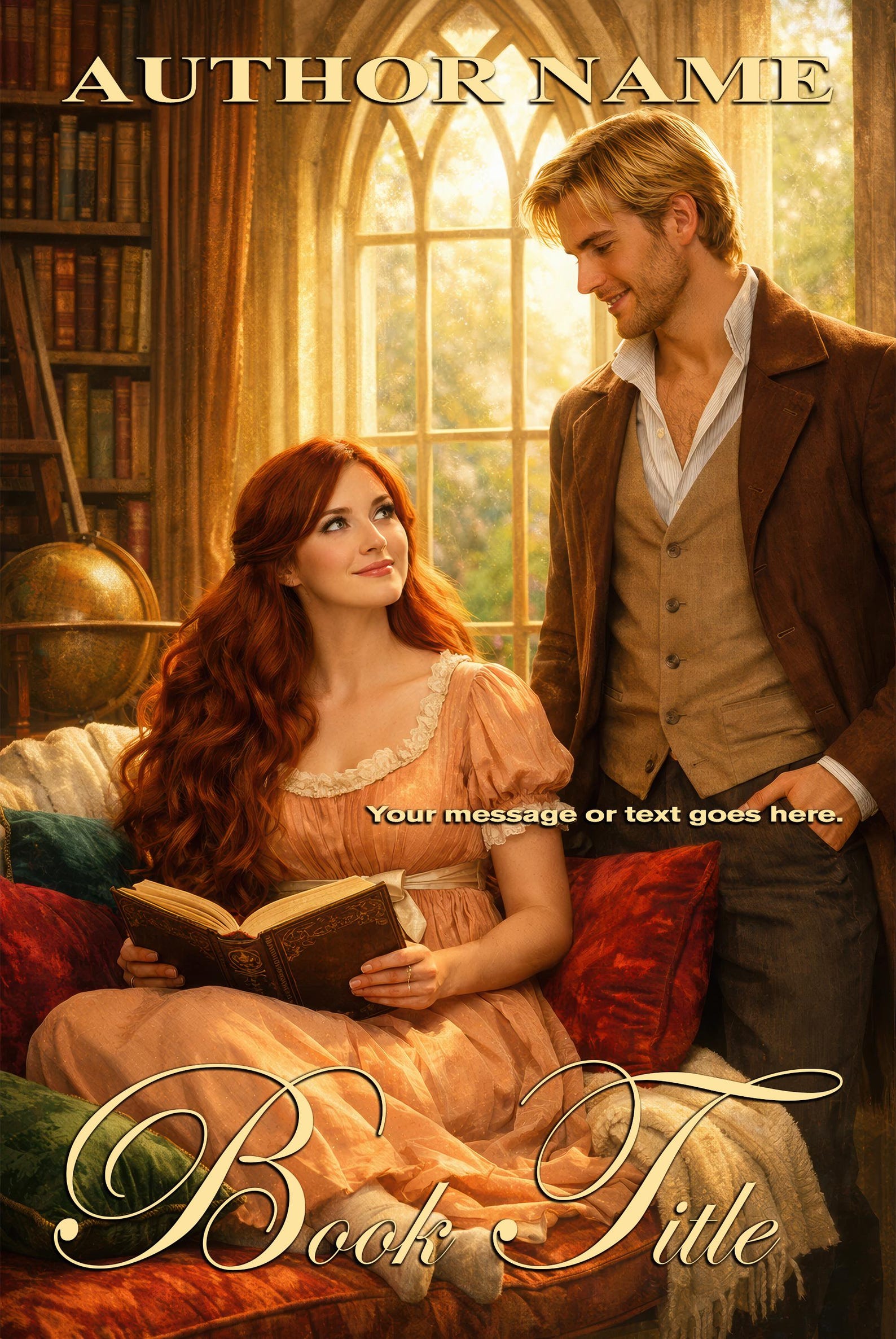 Regency Romance Book Cover - Library Window Seat, Auburn Heroine ...