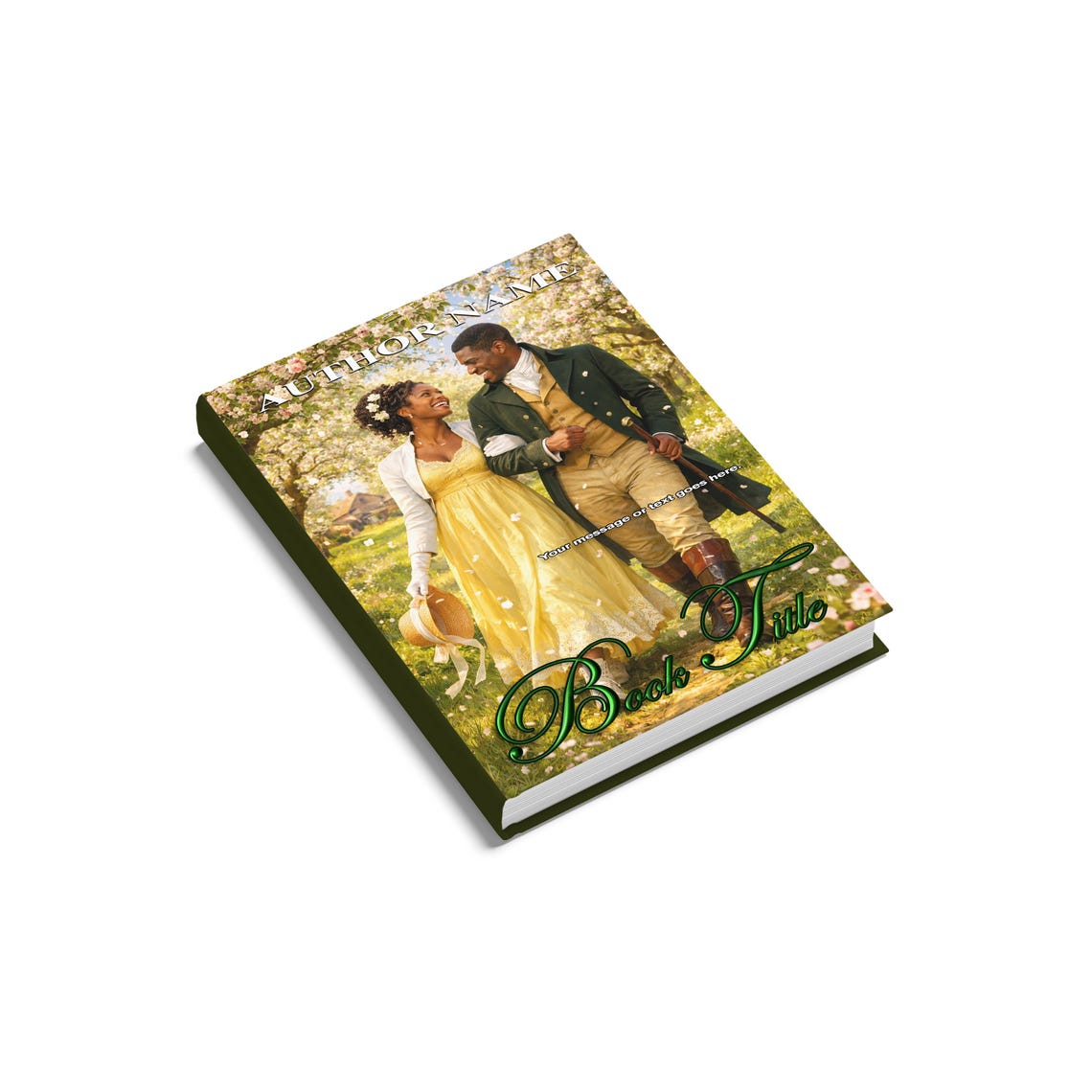 Premade Regency Romance Book Cover - Spring Orchard Black Couple Yellow ...