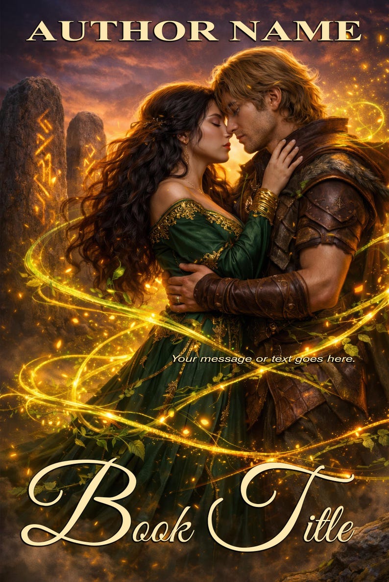 Fantasy Romance Premade Book Cover - Magical Couple Ancient Ruins ...