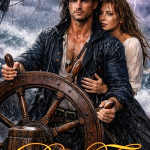 Pirate Romance Book Cover – Ship Wheel, Storm Scene Premade Design - Etsy
