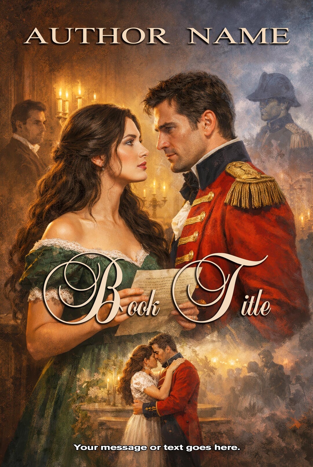 Regency Romance Premade Book Cover - Military Officer & Letter Scene ...