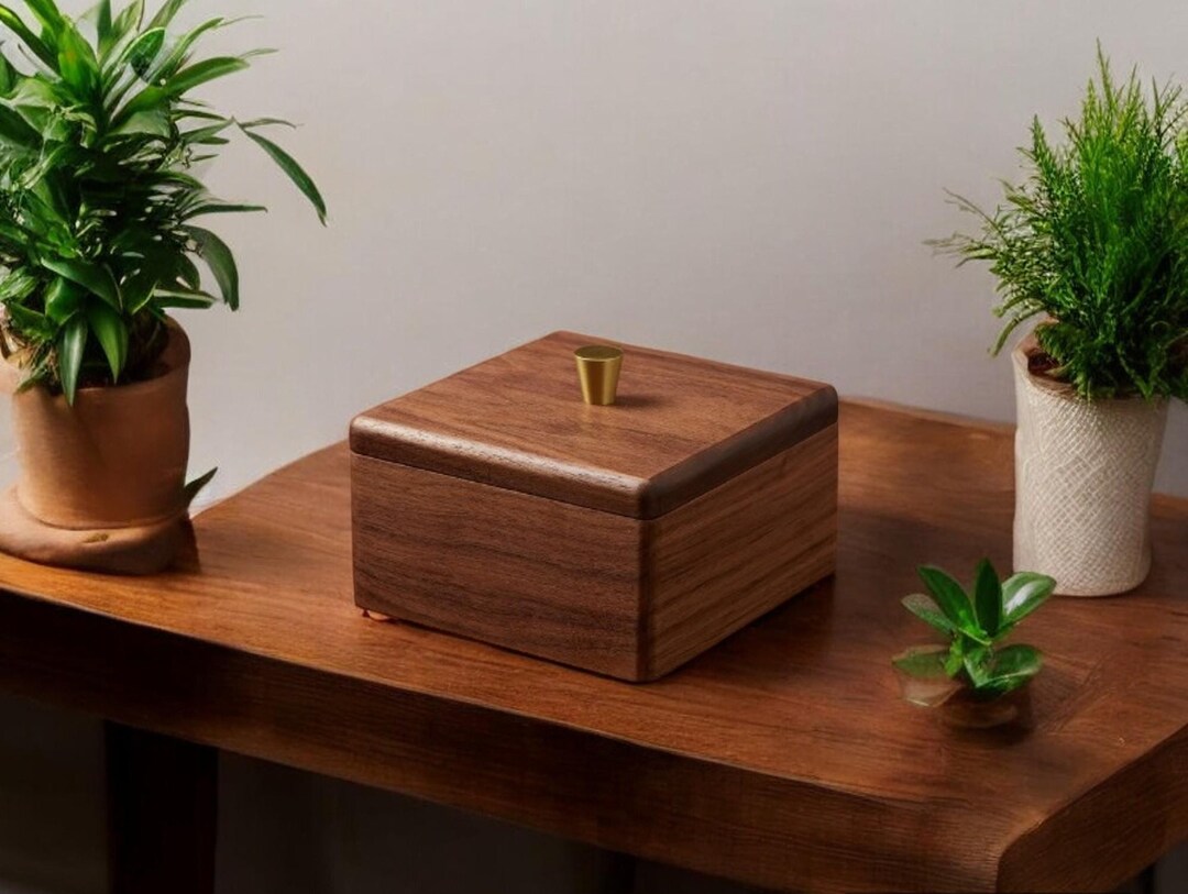 Handmade Walnut Storage Box Wooden Jewelry Box With Lid Small ...