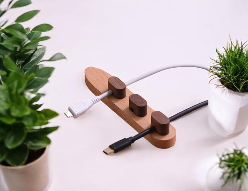 Wooden Magnetic Cable Organizer, Cord Management System, Desk Organizer ...