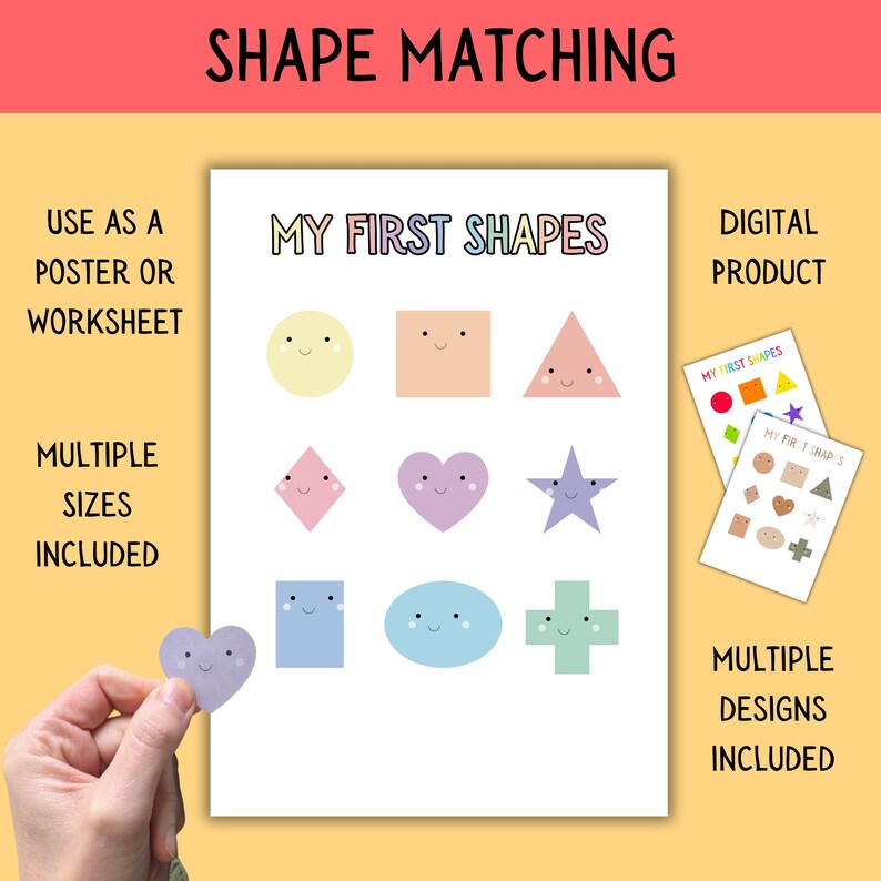 Shape Matching Worksheet | Toddler Learning Shapes Poster | Kids Busy ...