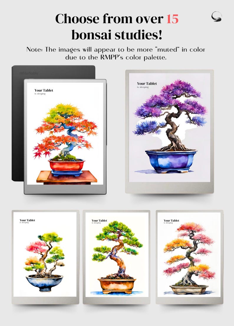 Colorful Japanese Bonsai Studies to Be Used as a Screensaver/sleep Screen for Remarkable Paper ...