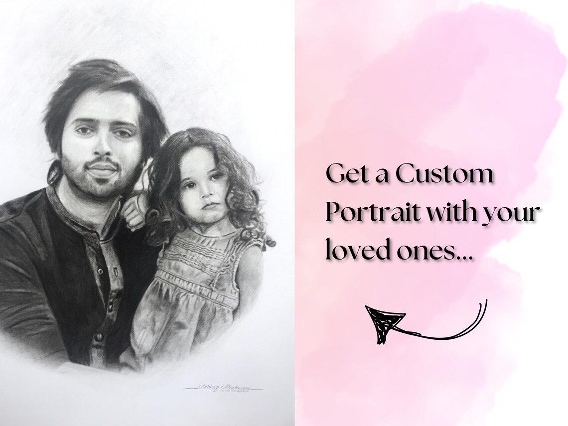 Sketch Loved One Hand Drawn Portrait Professional Pencil Paper Graphite ...