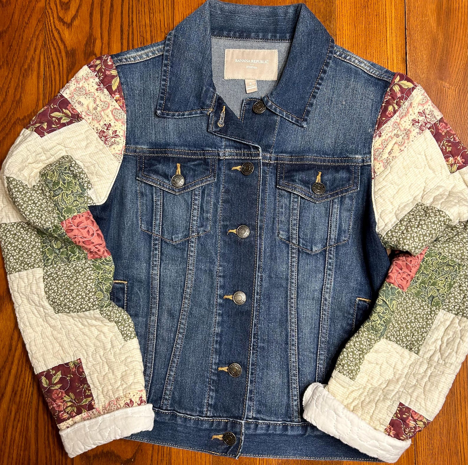 One of a Kind Denim Jacket With Quilt Sleeves - Etsy