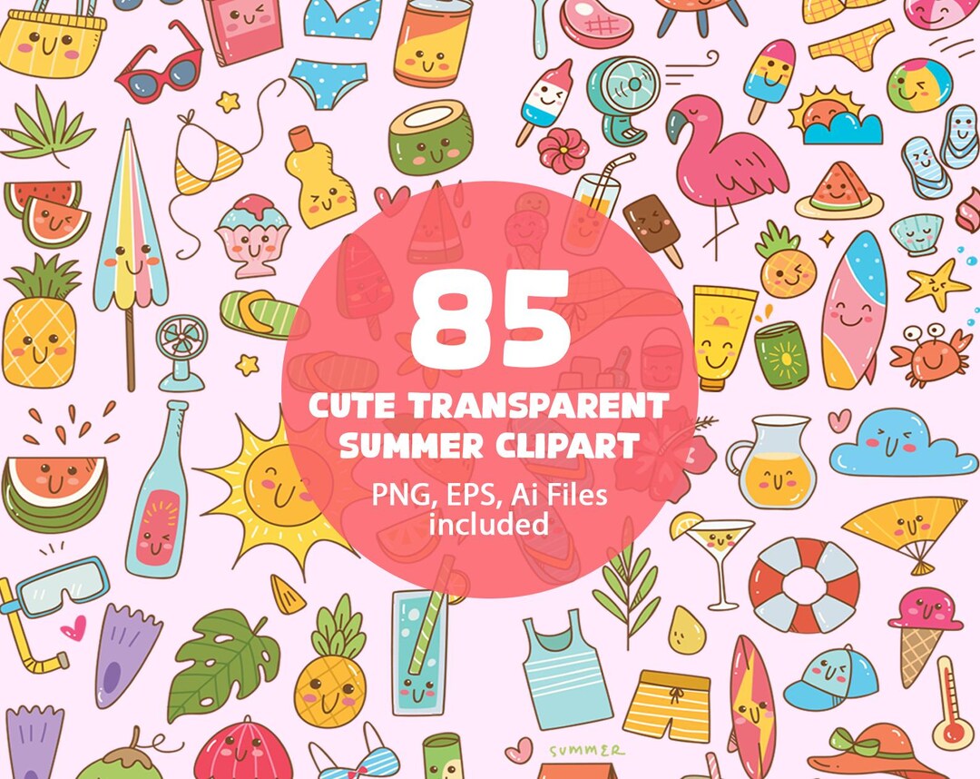 85 Doodle Summer Beach Clip Art Bundle PNG EPS Ai Files Included - Etsy UK