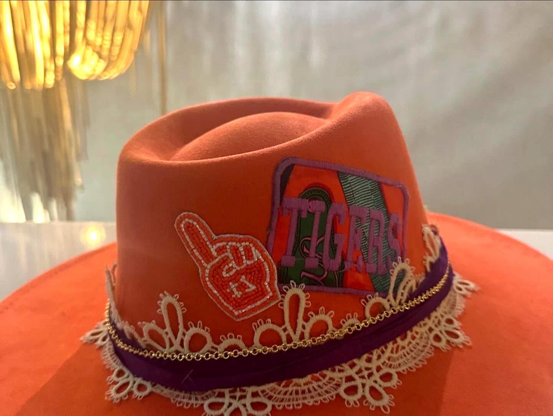 Custom Created Gameday Clemson Fedora Hat With Hermes Scarf Patch ...
