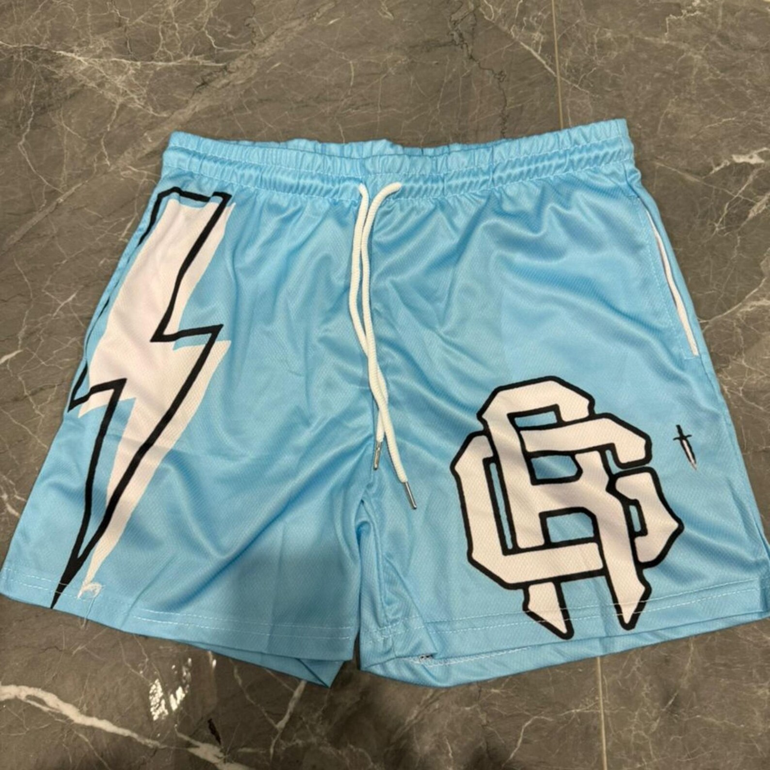 Blue Lightning Graphic Shorts - Men's Casual Summer Shorts, Gym Wear ...