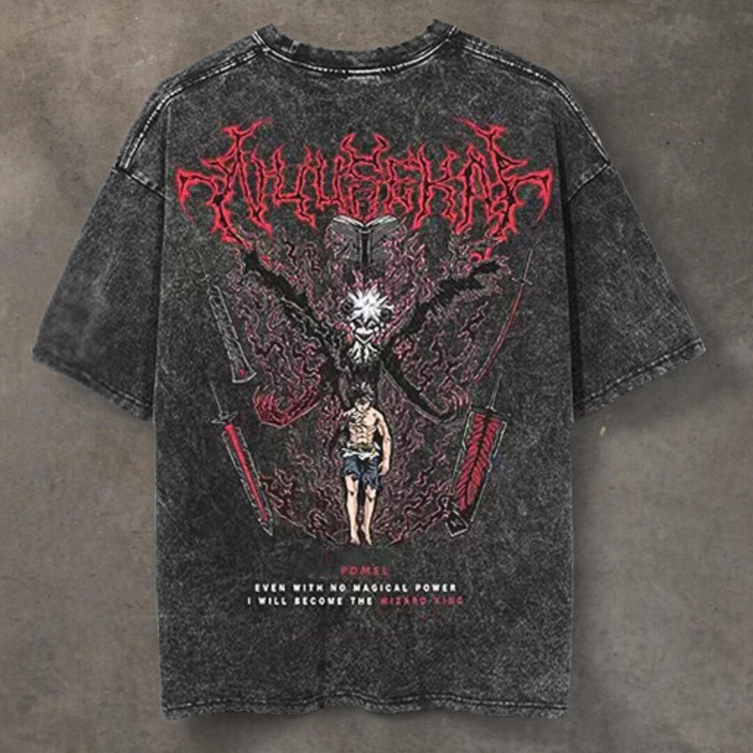 Asta and Guts Inspired Washed Look Anime Tee - Dark Anime Merch for ...