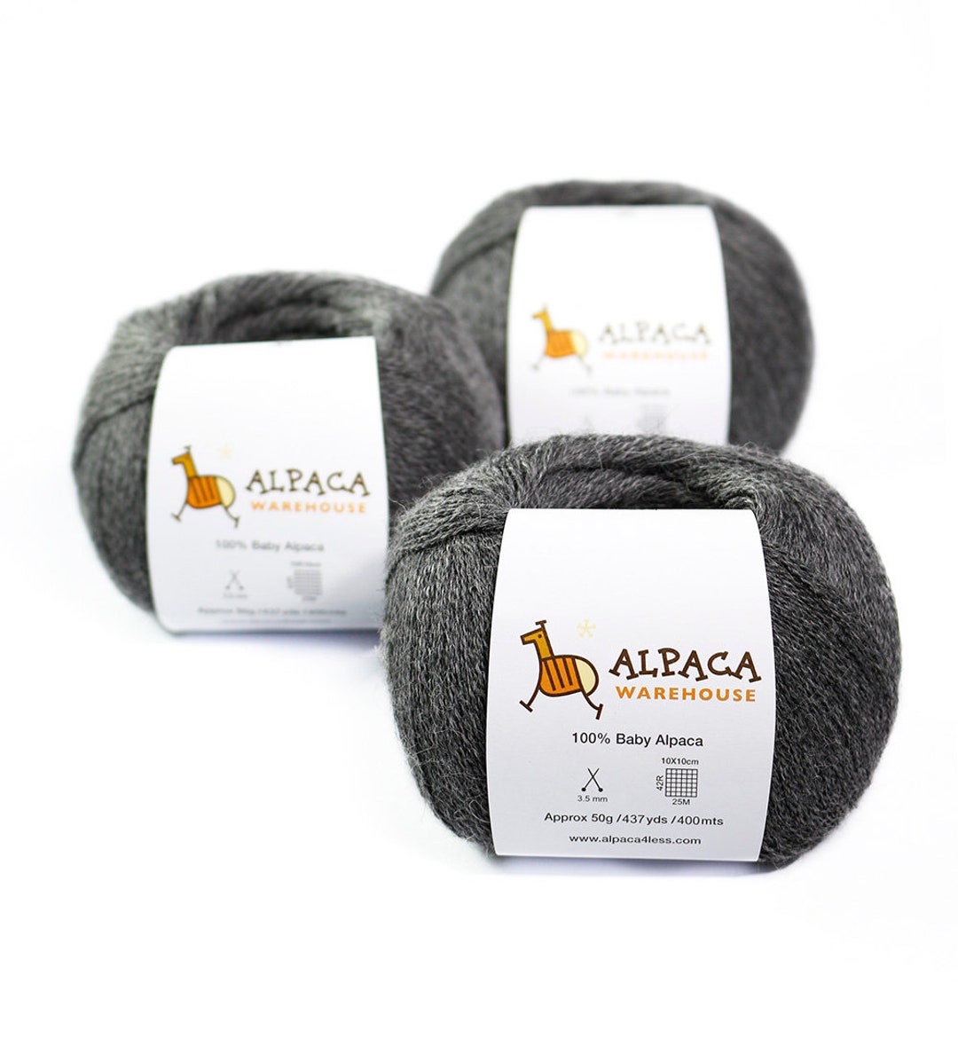100% Baby Alpaca Yarn Wool Set of 3 Skeins (150 Grams) Lace Weight ...
