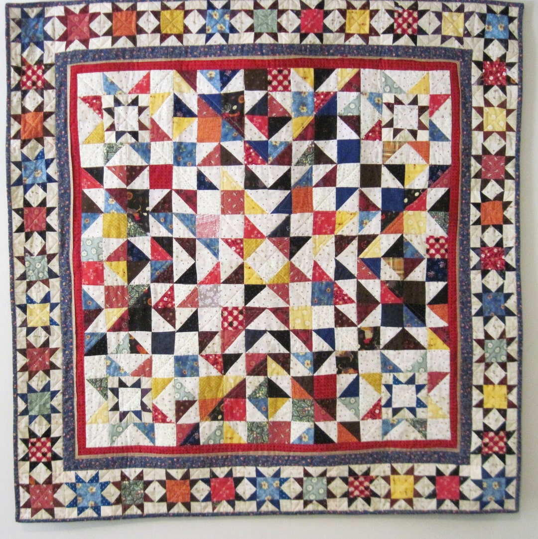 Quilted Patchwork Stars Wall Hanging Lap Quilt Sofa Throw - Etsy