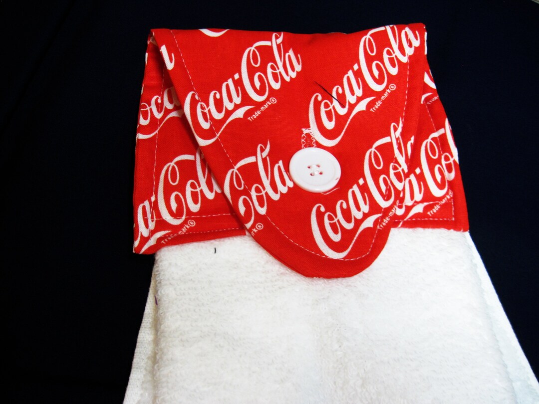 Coca Cola Hand Towel Button Top Hanging White Towel - Etsy