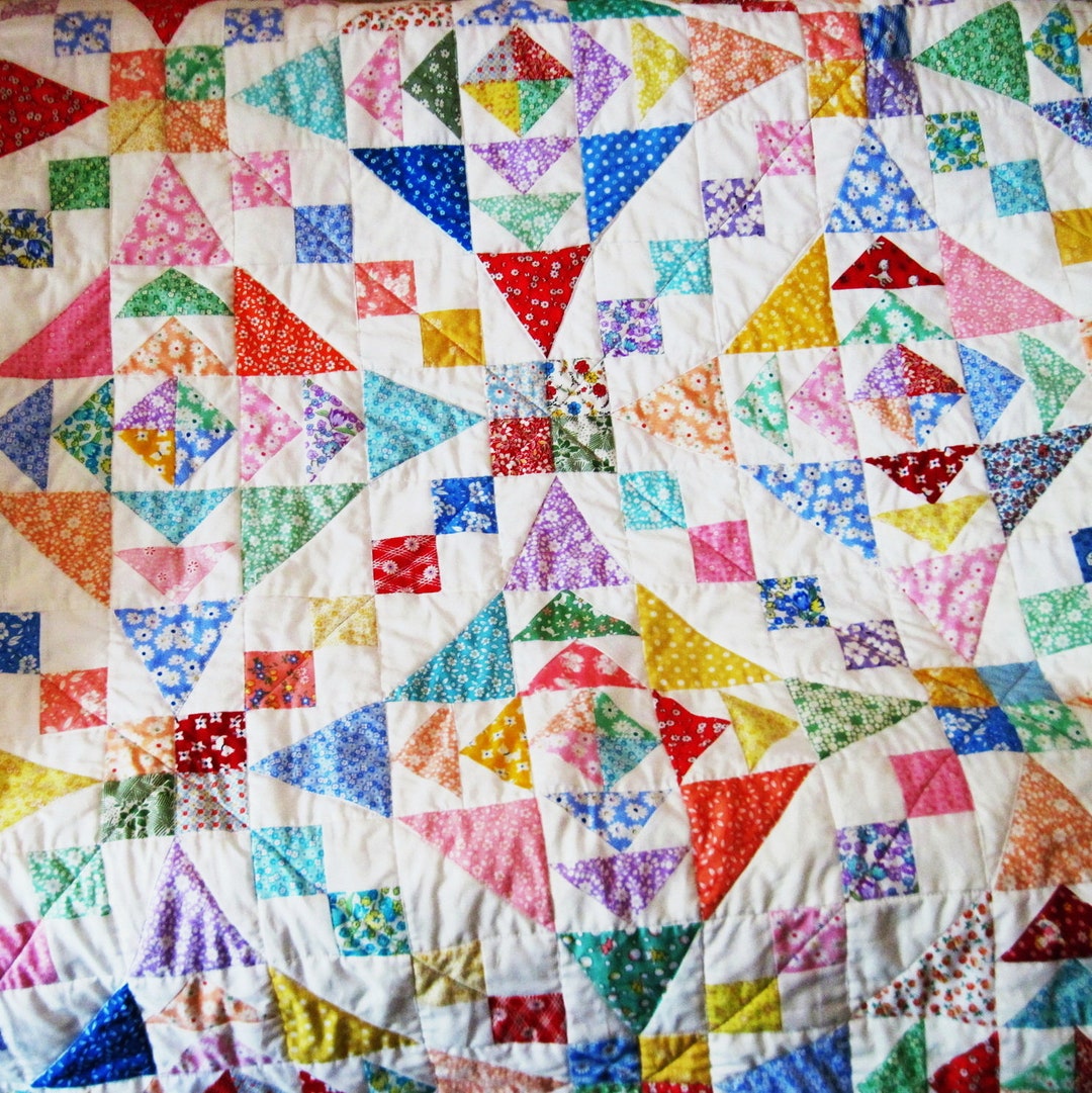 Patchwork Quilt Twin Double Reproduction Thirties Traditional Quilt - Etsy