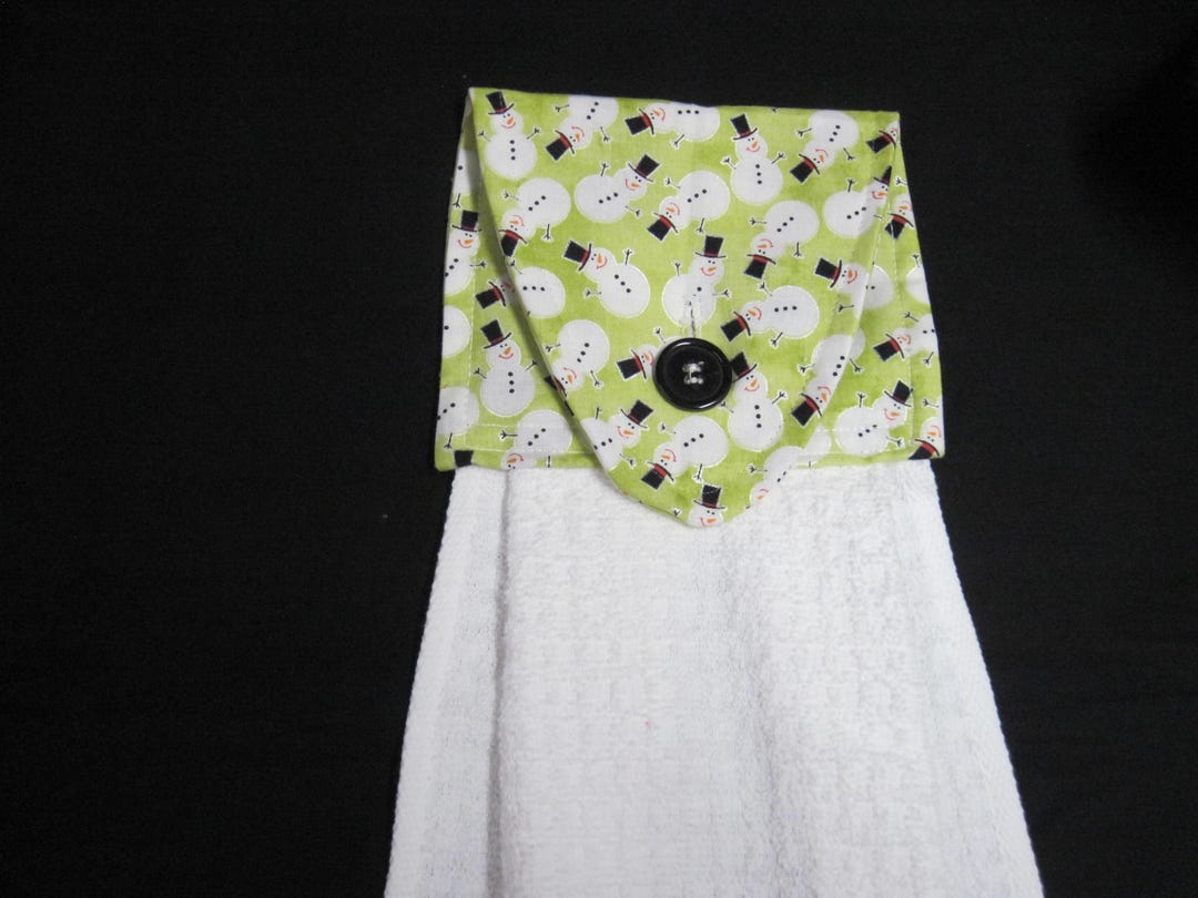 Hanging Kitchen Towel Hand Towel Button Top Modern Snowman - Etsy