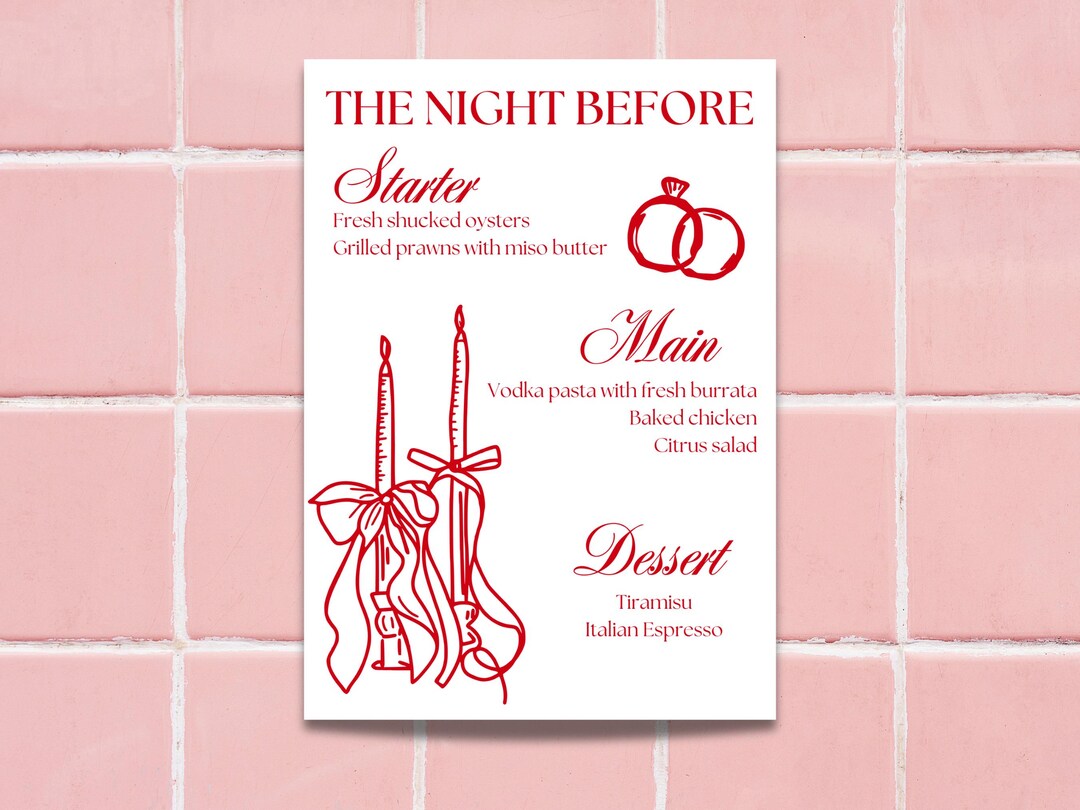 Stylish Rehearsal Dinner Menu Template | Elegant Old Money Engagement ...