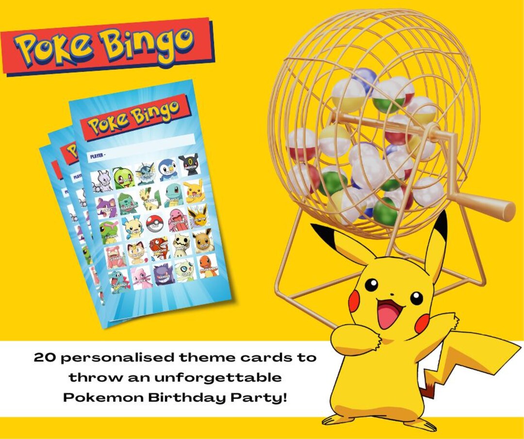 Pokemon Bingo Game | Digital Download | Fun Party Game for Kids & Fans ...