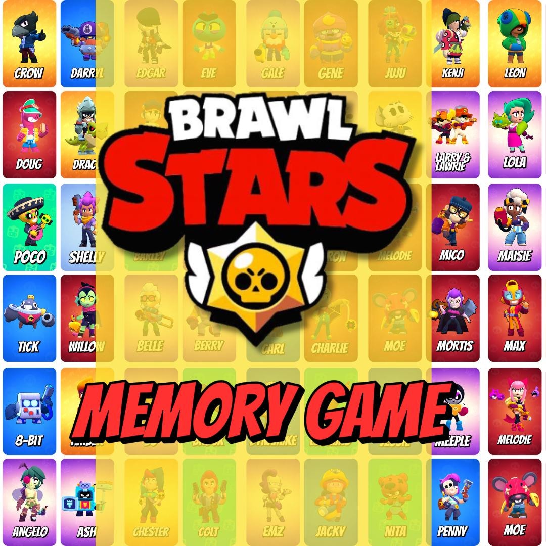 Brawl Stars Memory Game Printable Party Game Digital Download - Etsy