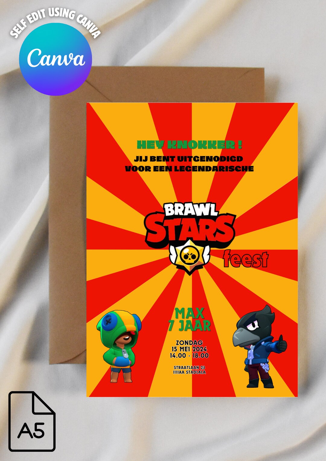 Brawl Stars Children's Party Invitation Editable Invitation - Etsy