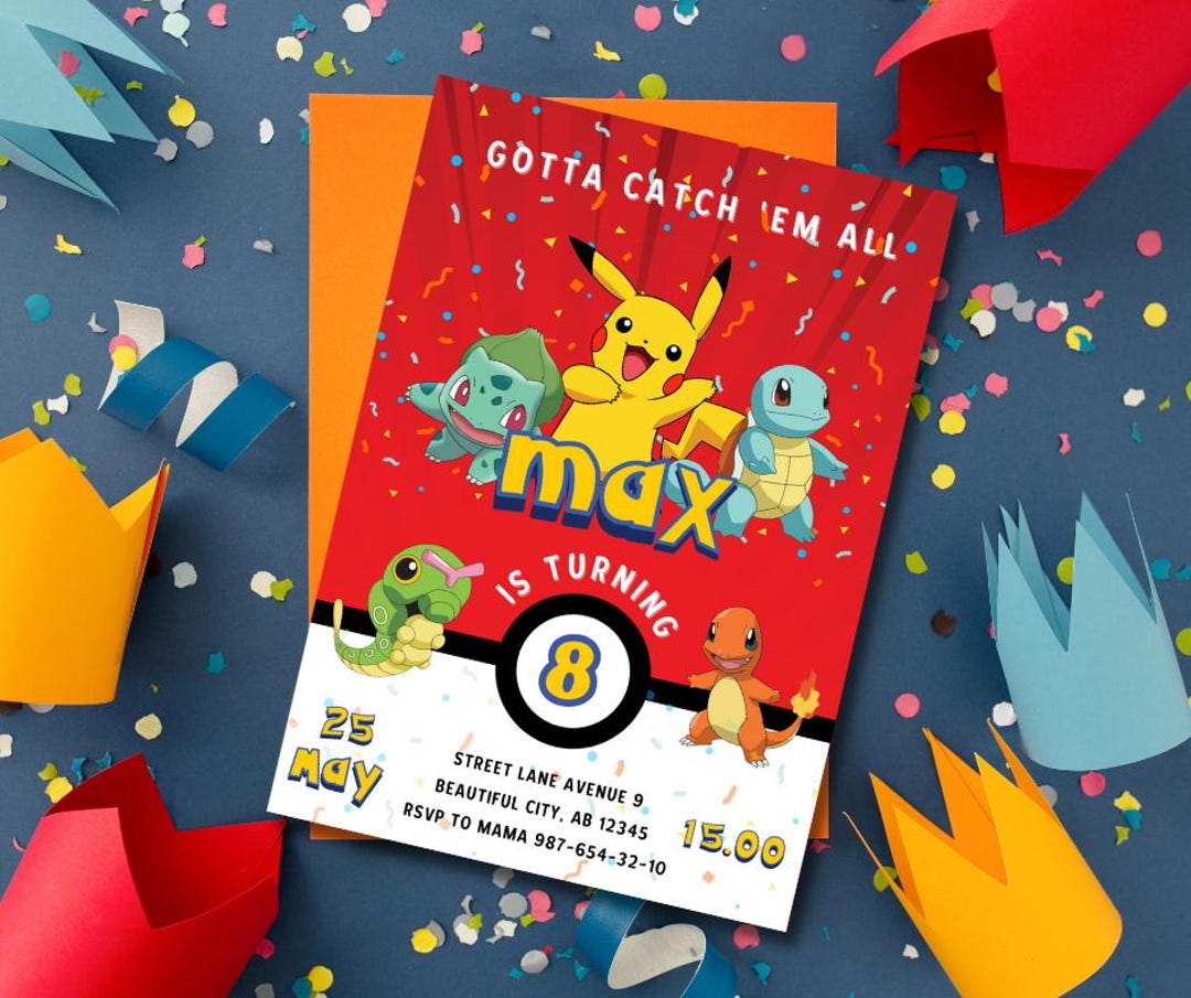 Printable Pokemon Birthday Invitation, B-day Invite, Editable ...