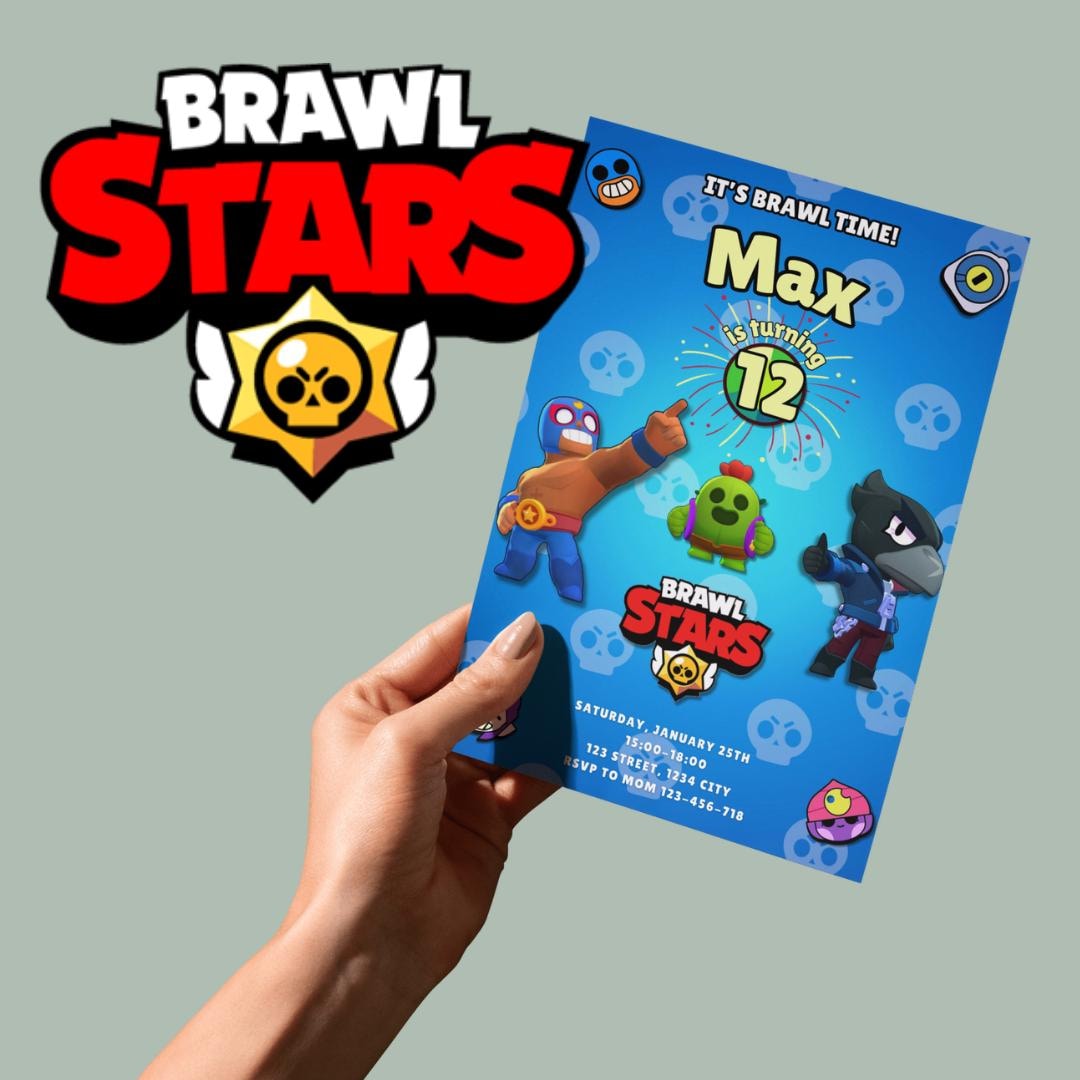 Brawl Stars Children's Party Invitation Editable Invitation - Etsy