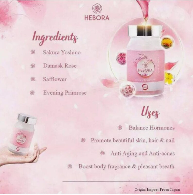 Hebora Premium Sakura Damask Rose Pill Beauty & Youth Vien Huong Thom ...